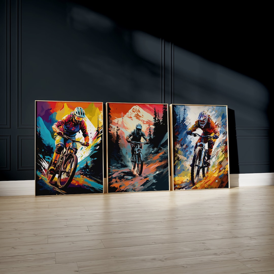 Mountain Bike Art Prints, Biker Wall Art, A3 Digital Download, Cycling ...