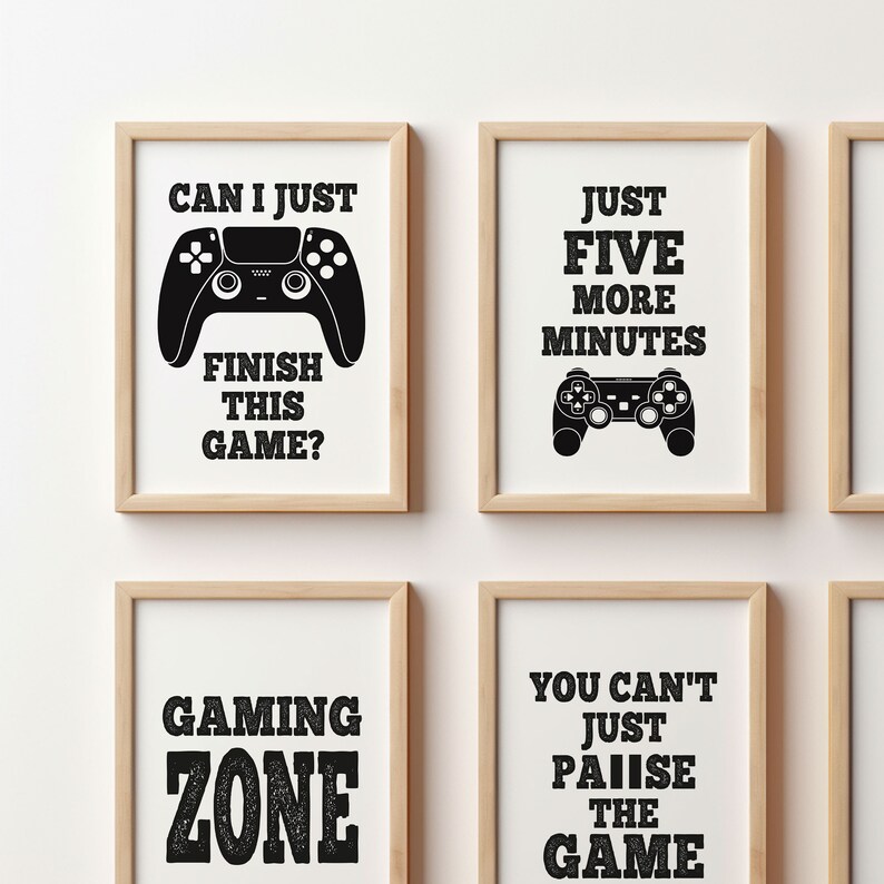 Gaming Print, Gamer Gift, Set of 6 Gaming Prints, Games Room Wall Art ...