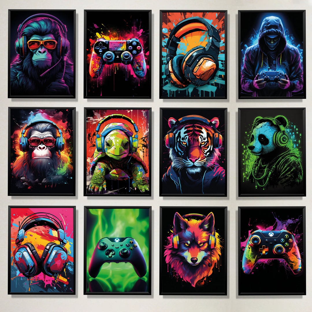 Set of 12 Gaming Prints, Gamer Prints, Gamer Decor, A4 Digital Wall Art ...