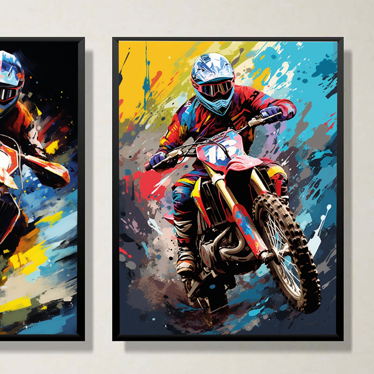 Motocross Prints, Set of 3 Dirt Bike Wall Art, Motorcycle Prints ...