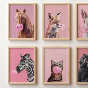 Pink Animal Prints, Animal Poster, Fun Prints, Living Room/ Bedroom ...