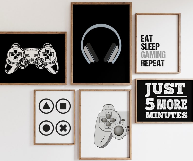 Gaming Prints Gallery Wall Set, Gaming Posters, Gaming Wall Art, Boys ...