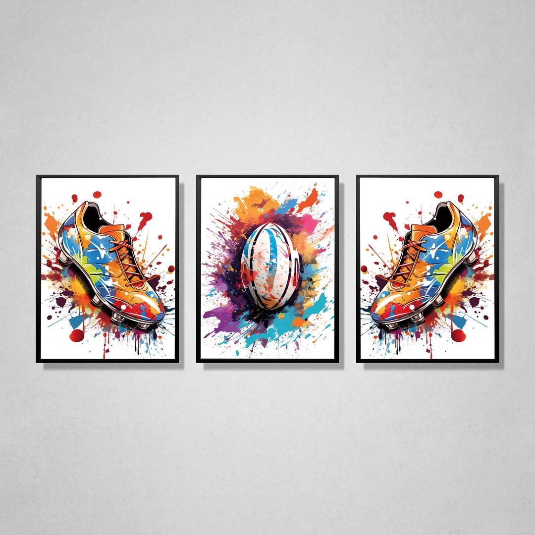 Rugby Prints, Rugby Poster, Rugby Wall Art, Set of 3 Digital Rugby Room ...