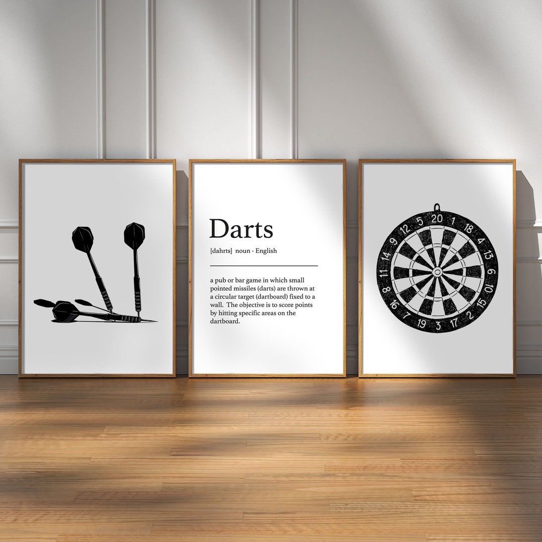 Darts Posters Set, Set of 3 Darts Prints, Darts Player Gift, Games Room ...