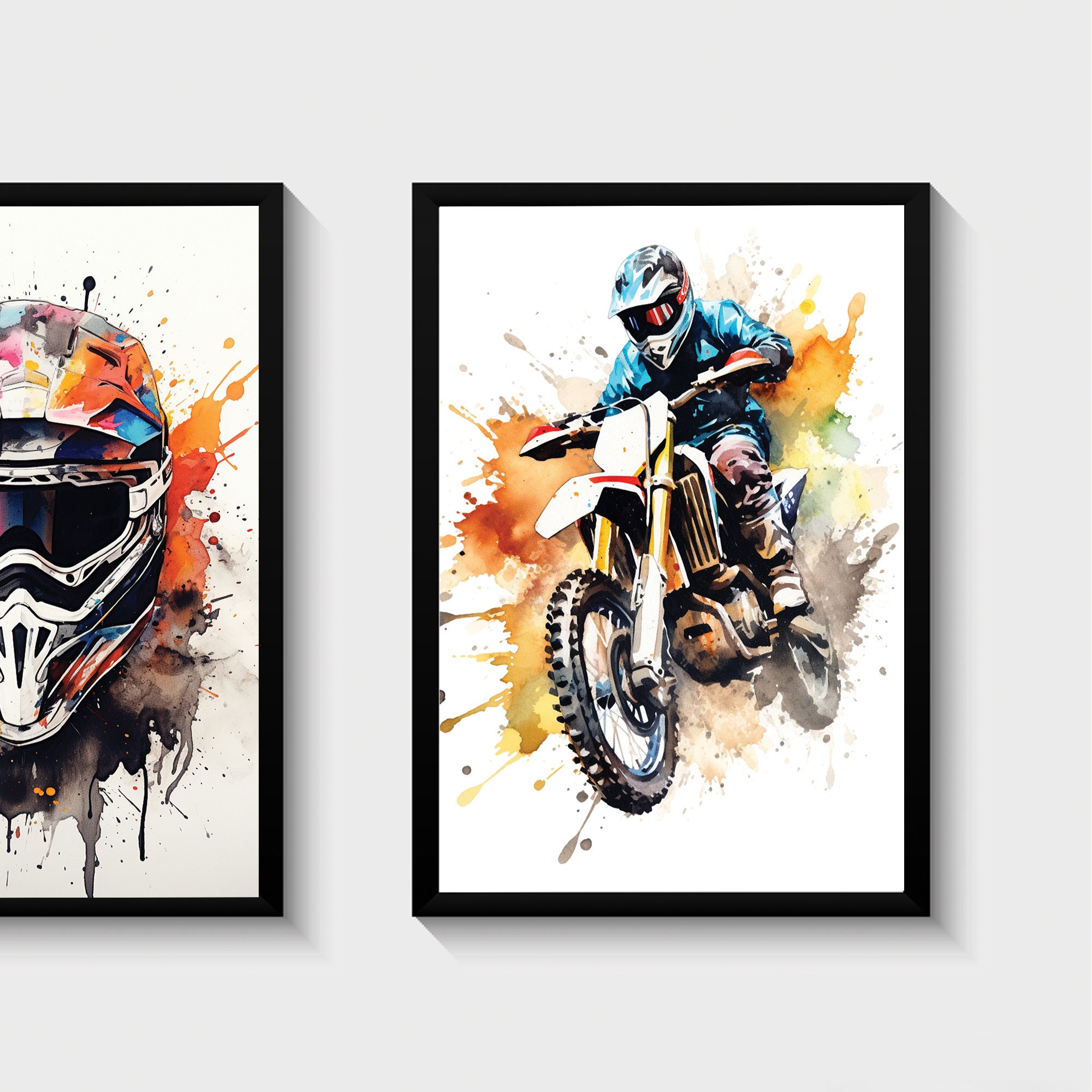 Motocross Prints Set of 3 Watercolour Dirt Bike Print Motorcycle Print ...