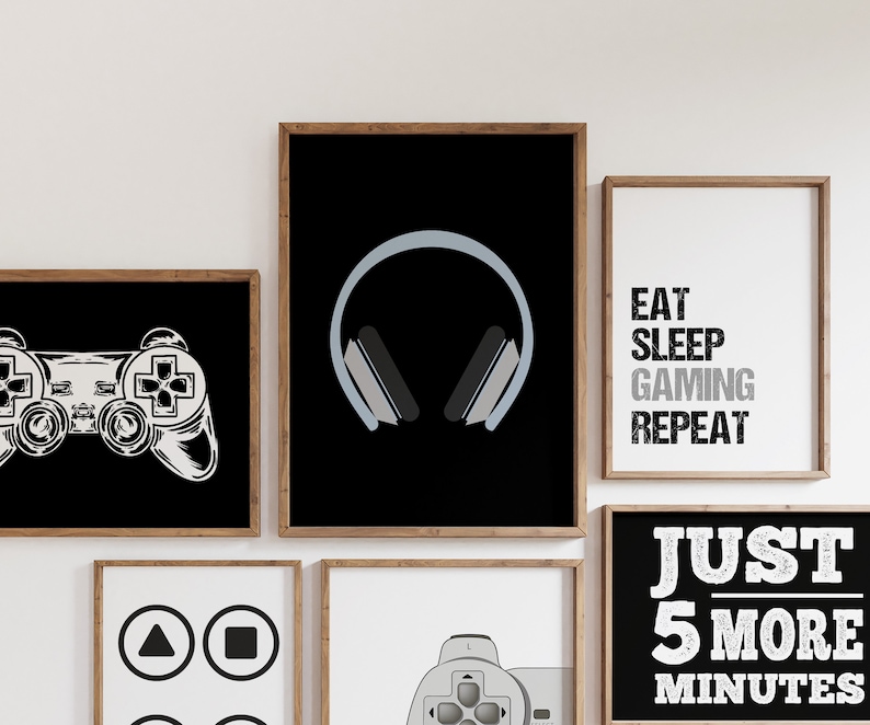 Gaming Prints Gallery Wall Set, Gaming Posters, Gaming Wall Art, Boys ...