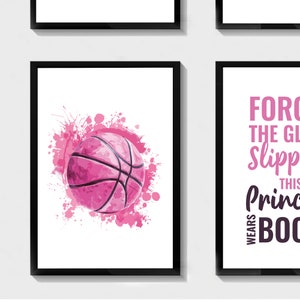 Pink Basketball Wall Art, Basketball Poster, Basketball Prints, Gift ...