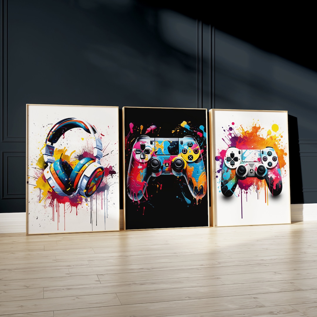 Set of 3 Gaming A3 Posters, Gaming Prints for Boys Room, Gamer Wall Art ...