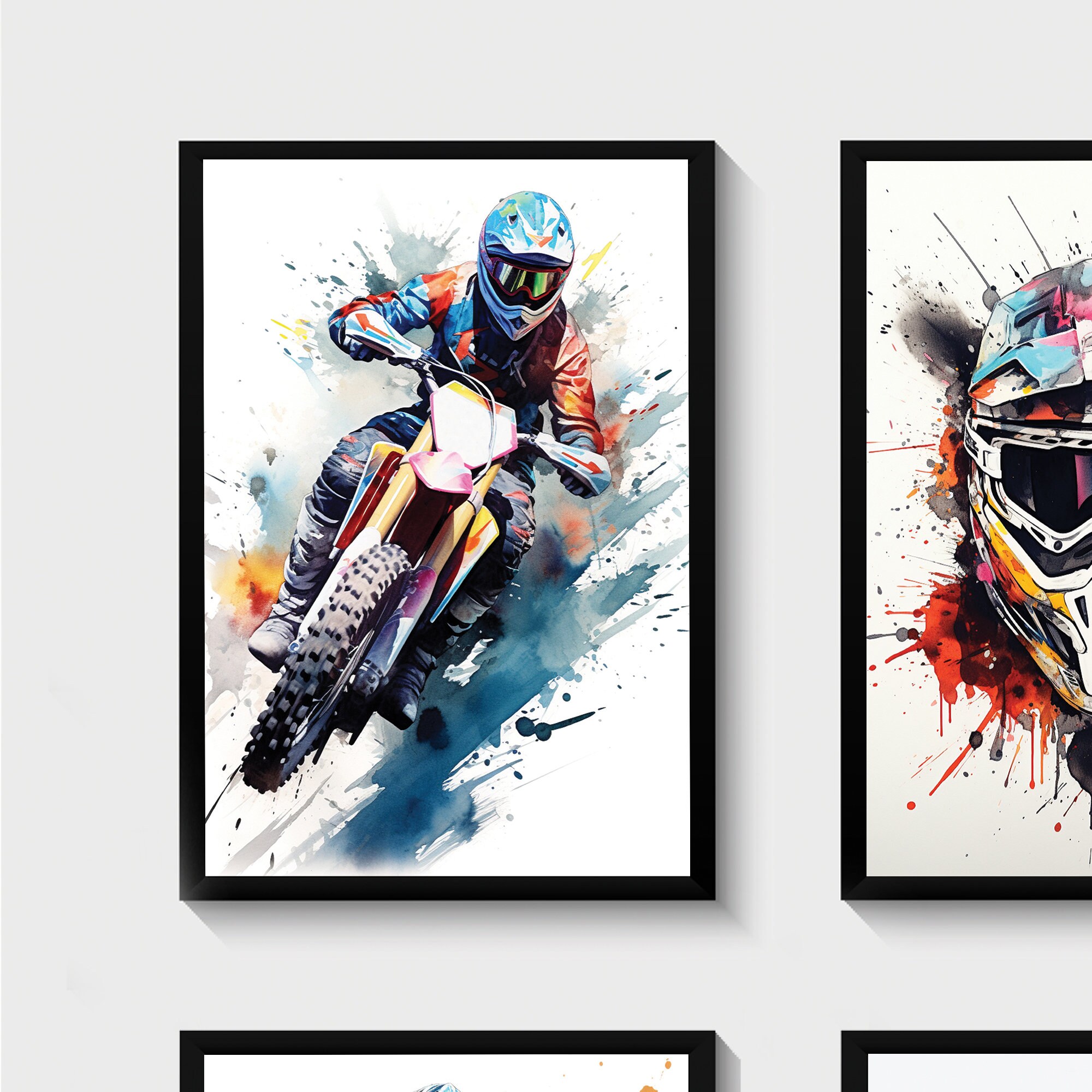 Motocross Prints Set of 6 Watercolour Dirt Bike Print Motorcycle Print ...