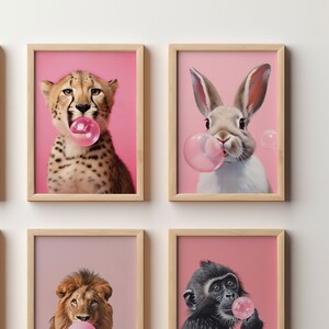 Pink Animal Prints, Animal Poster, Fun Prints, Living Room/ Bedroom ...