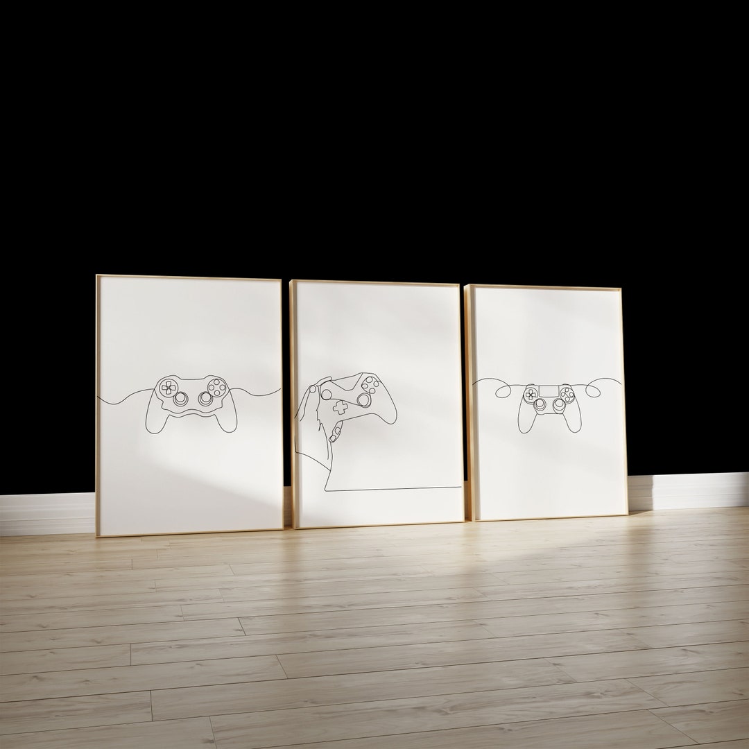 Game Controller Line Art, Game Room Print Decor, Boys Bedroom Decor ...