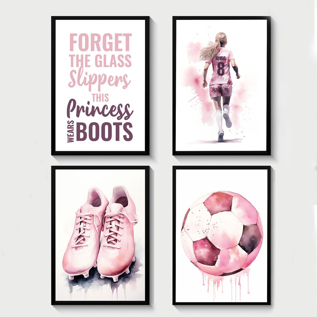 Personalised Football Prints for Girls Bedroom, Football Wall Art ...