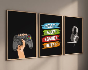 Gaming Prints, Gaming Poster, Gaming Wall Art Set of 3, Gaming Room ...