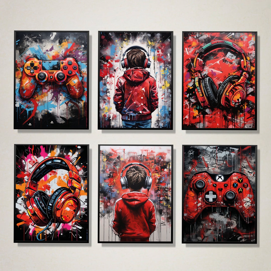 Gaming Prints Set of 6, Gaming Wall Art for Boys Bedroom, Gamer Gifts ...