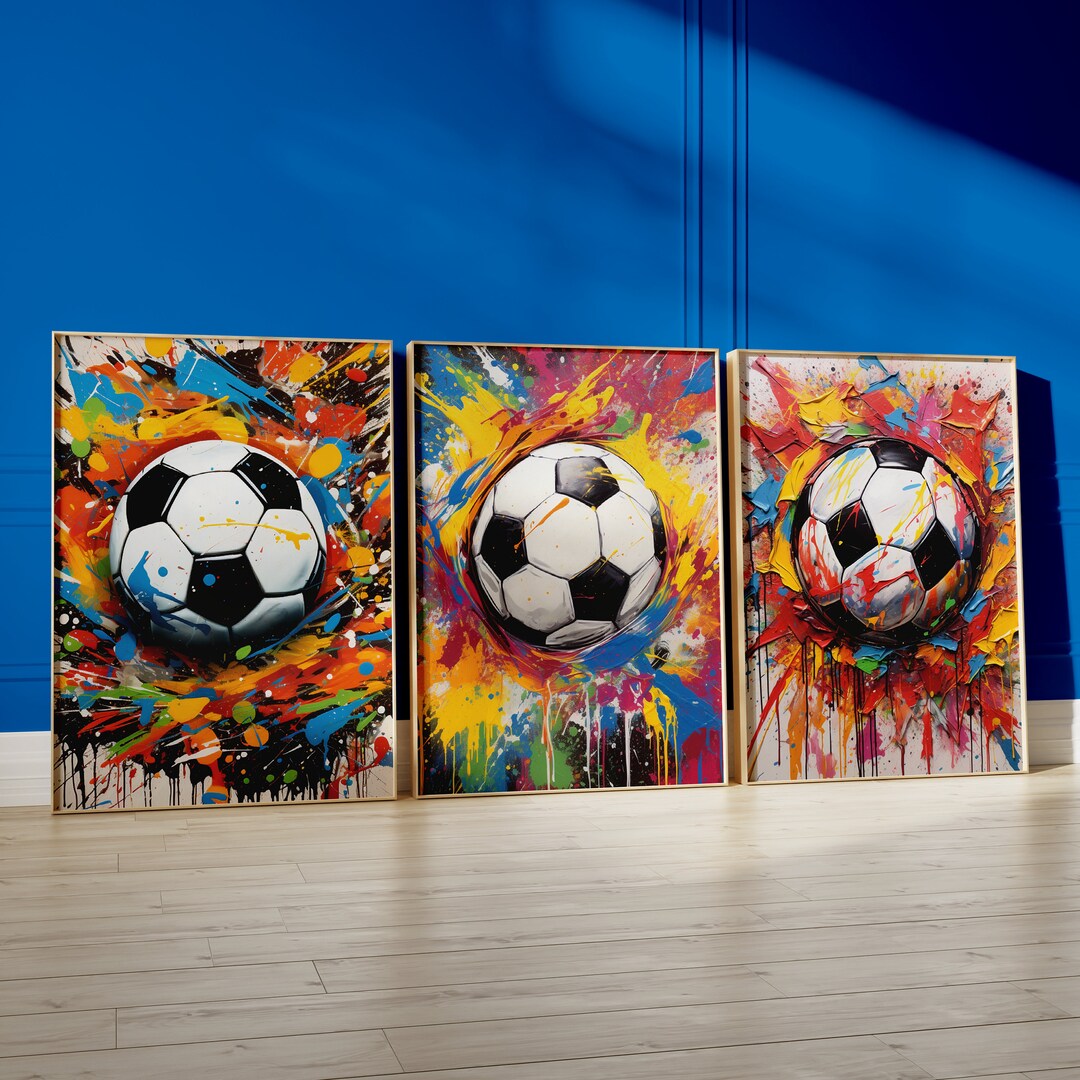 Soccer Prints for Boys, Soccer Player Gift, Football Print Set, Sports ...