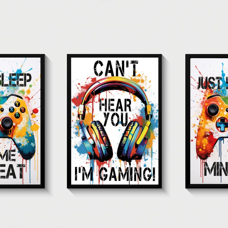 Gaming Prints Set of 3 Gaming Poster Gaming Prints Gamer - Etsy