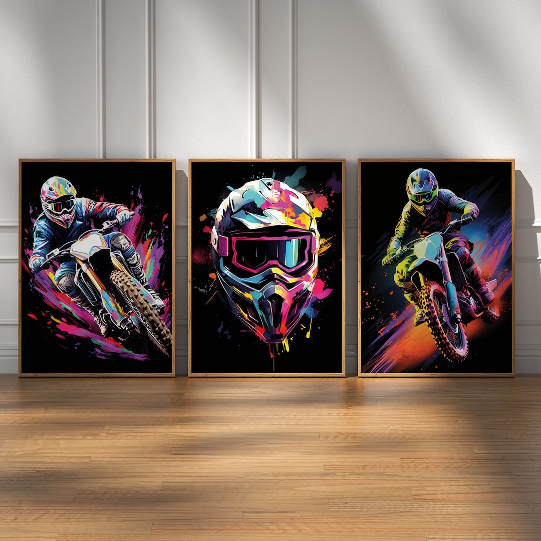 Motocross Prints, Set of 3 Watercolour Dirt Bike Posters, Motorcycle ...