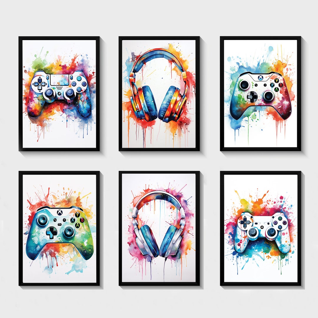 Gaming Prints, Gaming Poster, Gaming Wall Art Set of 6, Gaming Room ...