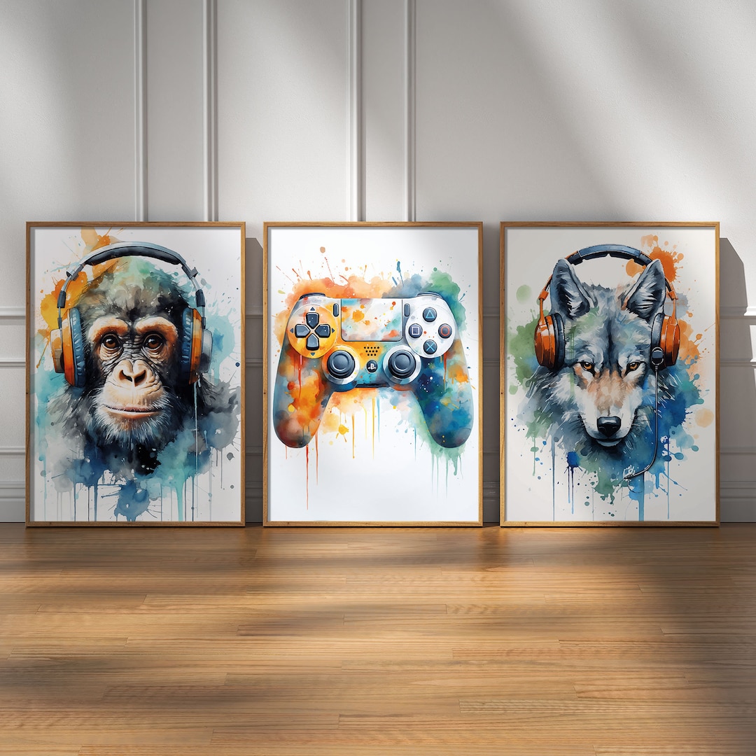 Gaming Poster, Watercolour Gaming Print, Gaming Wall Art, Gaming Room ...