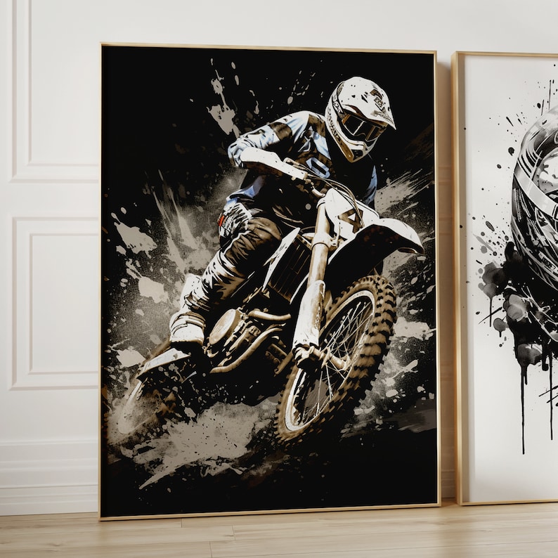Set of 3 Motocross Prints, Motocross Wall Art, Motocross Room Decor ...
