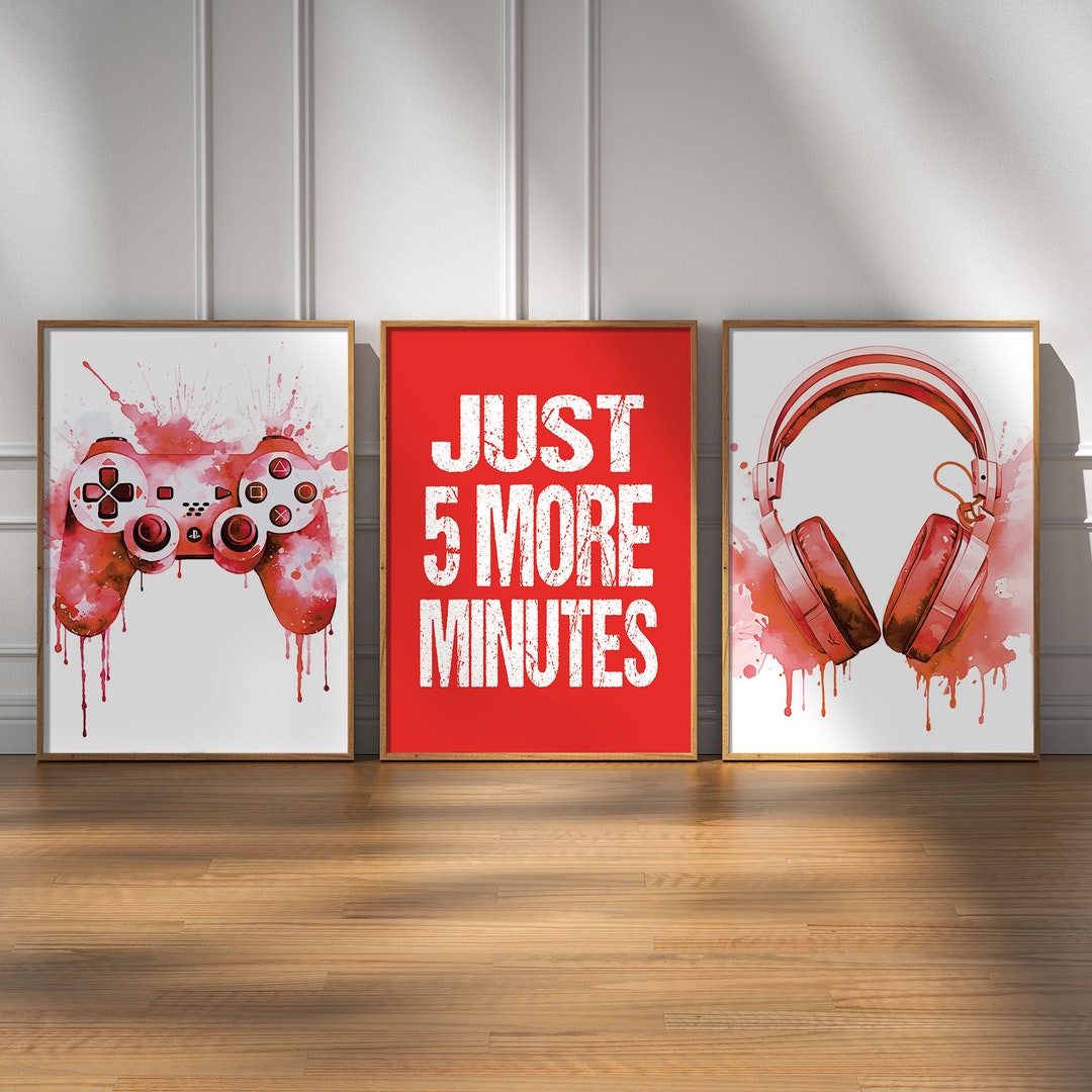 Red Gaming Prints for Boys Bedroom, Gaming Decor, Boys Bedroom Wall Art ...