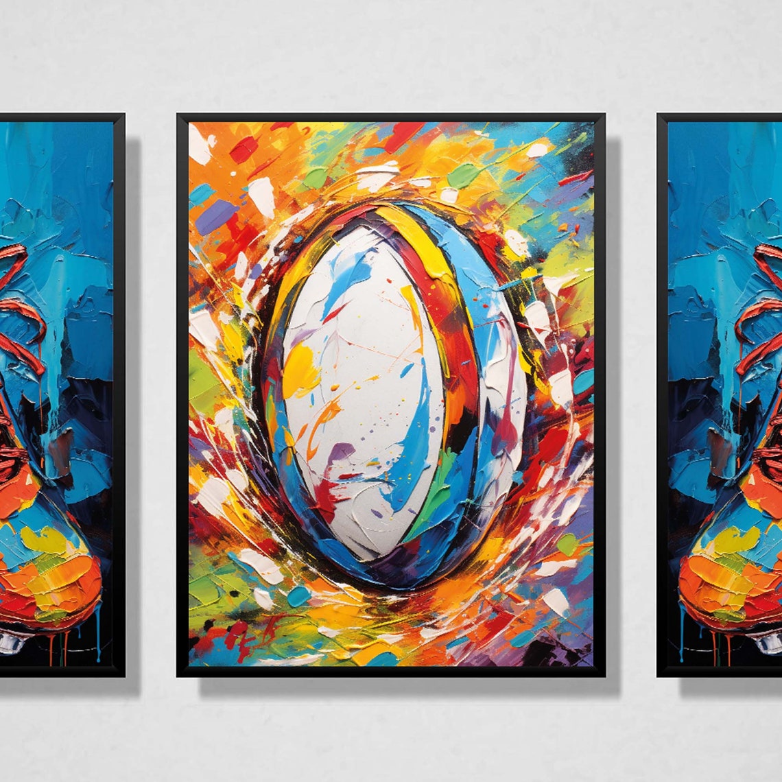 Set of 3 Rugby Prints, Abstract Rugby Art, Rugby Wall Decor, Boys ...