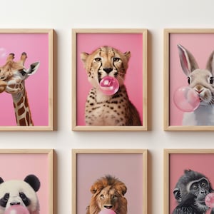 Pink Animal Prints, Animal Poster, Fun Prints, Living Room/ Bedroom ...