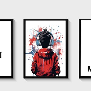 Red Gaming Posters, Boys Room Wall Art, Teen Bedroom Decor, Set of 3 ...