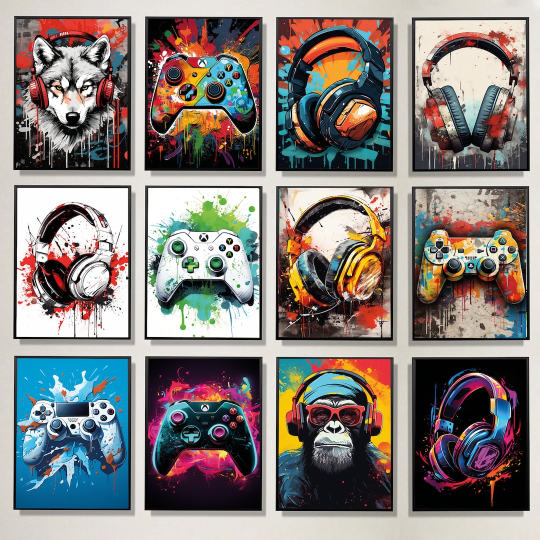 Gaming Print Bundle, Set of 12 Gaming Prints, Gaming Wall Art, Gamer ...