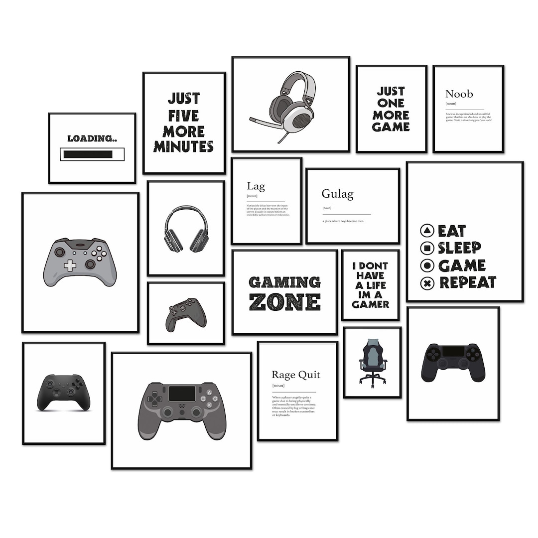 Large Gaming Wall Art Set, Digital Download, Video Game Print, Gift for ...