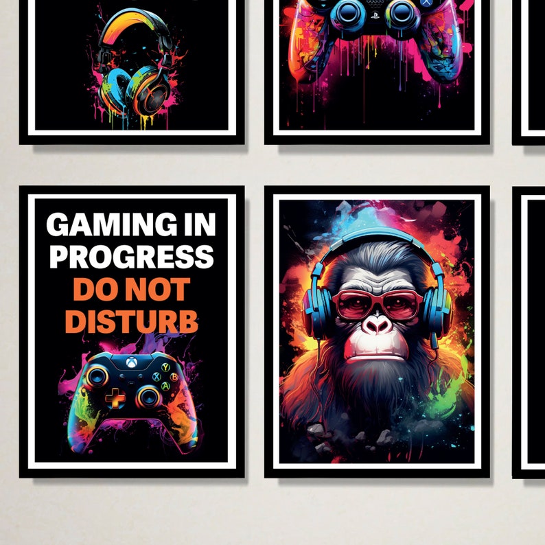 Set of 6 Gaming Prints Wall Art, Gaming Prints, Gamer Printer, Digital ...