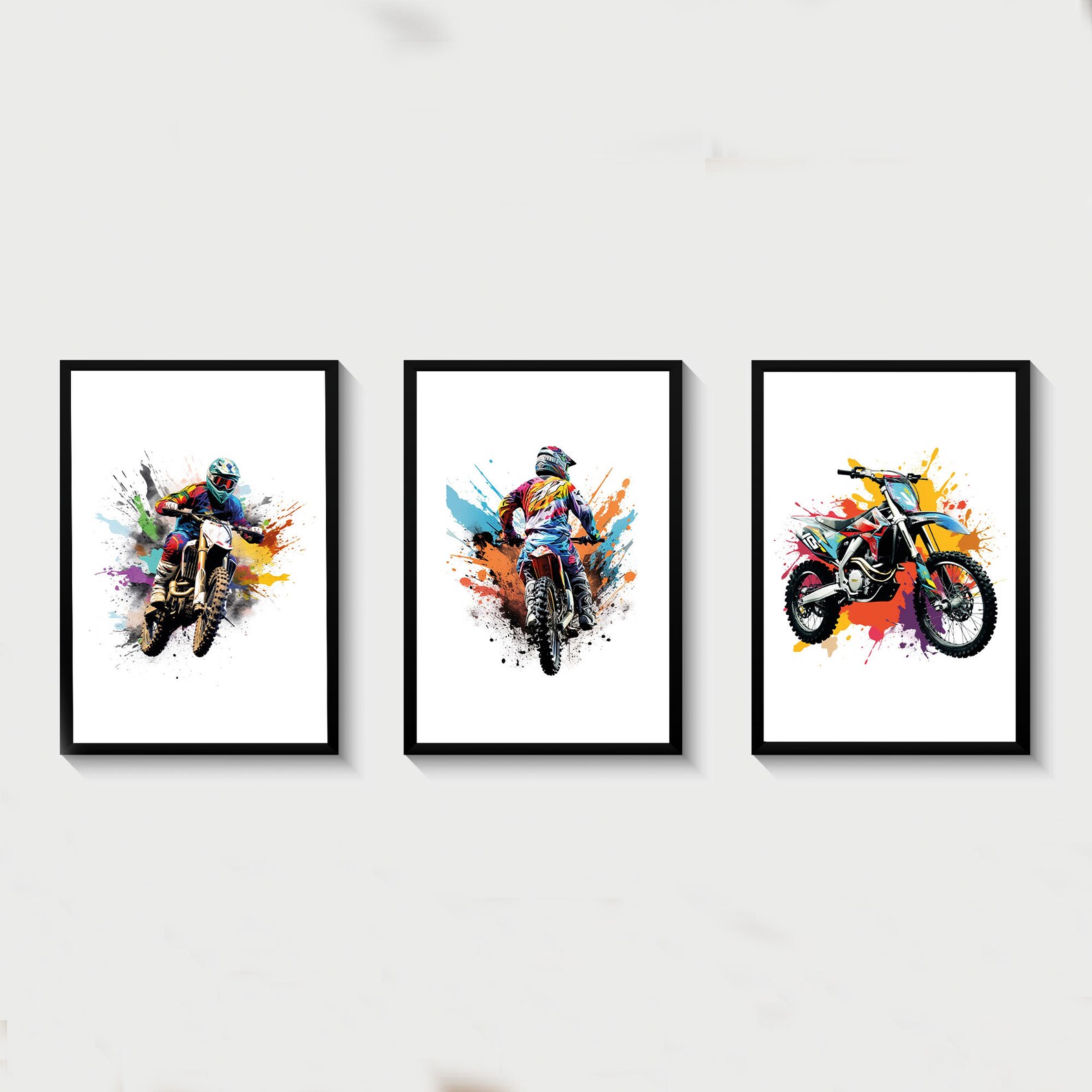 Motocross Prints Set of 3, Watercolor Dirt Bike Printable, Motorsports ...