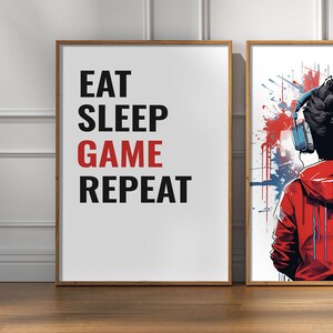 Red Gaming Posters, Boys Room Wall Art, Teen Bedroom Decor, Set of 3 ...