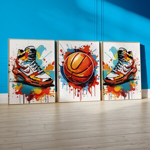Set of 3 Basketball Prints, Graffiti Basketball Poster, Gift for Baller ...