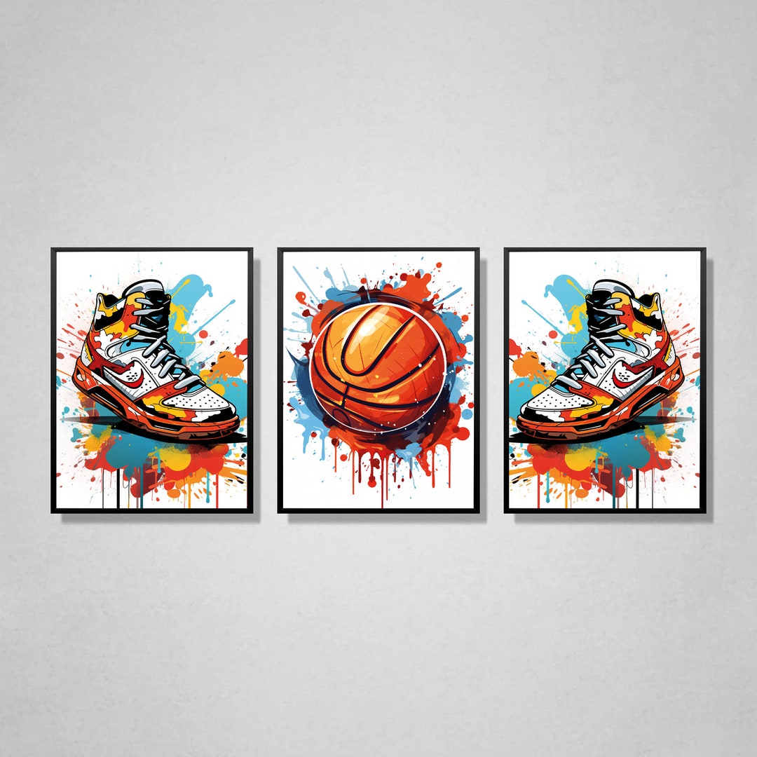 Set of 3 Basketball Prints, Graffiti Basketball Poster, Gift for Baller ...