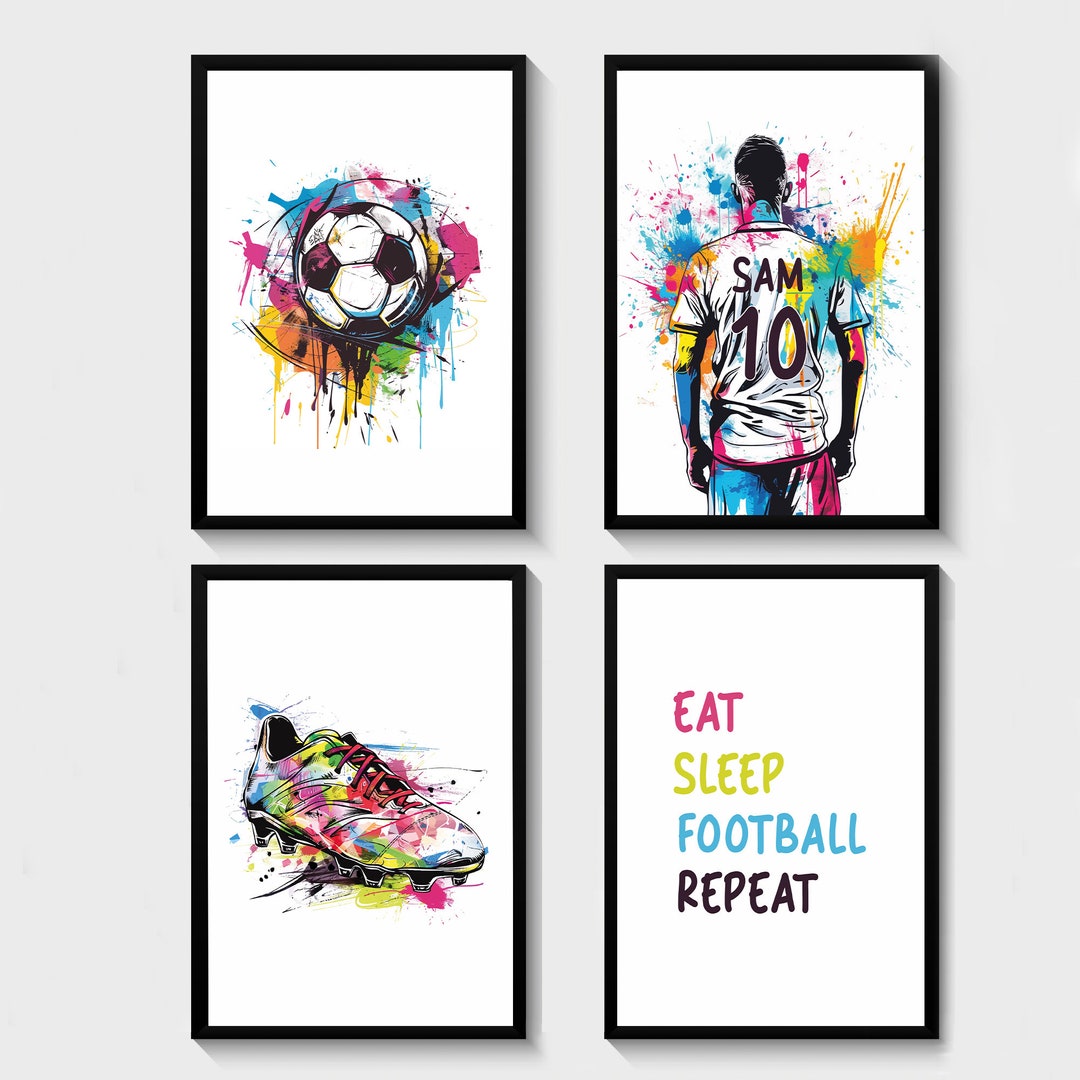 Personalised Football Wall Art, Football Poster, Boys Bedroom Decor ...