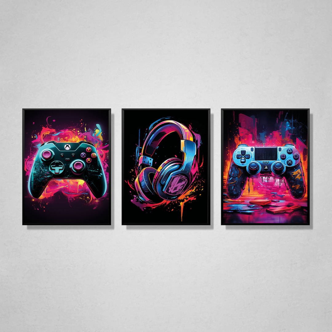 Gaming Wall Art, Set of 3 Gaming Prints, A3 and A4 Gamer Art, Games ...