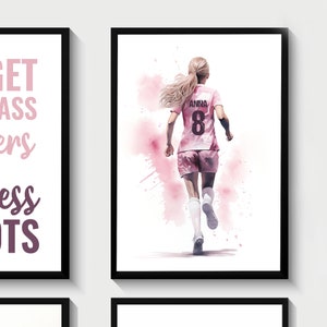 Personalised Football Prints for Girls Bedroom, Football Wall Art ...