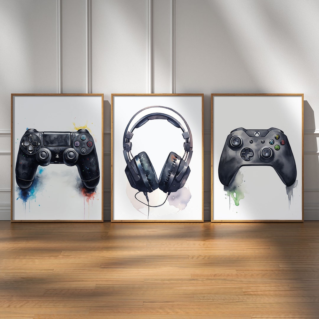 Gaming Prints, Gaming Poster, Gaming Wall Art Set of 3, Gaming Room Decor, Gamer Gift, Games ...