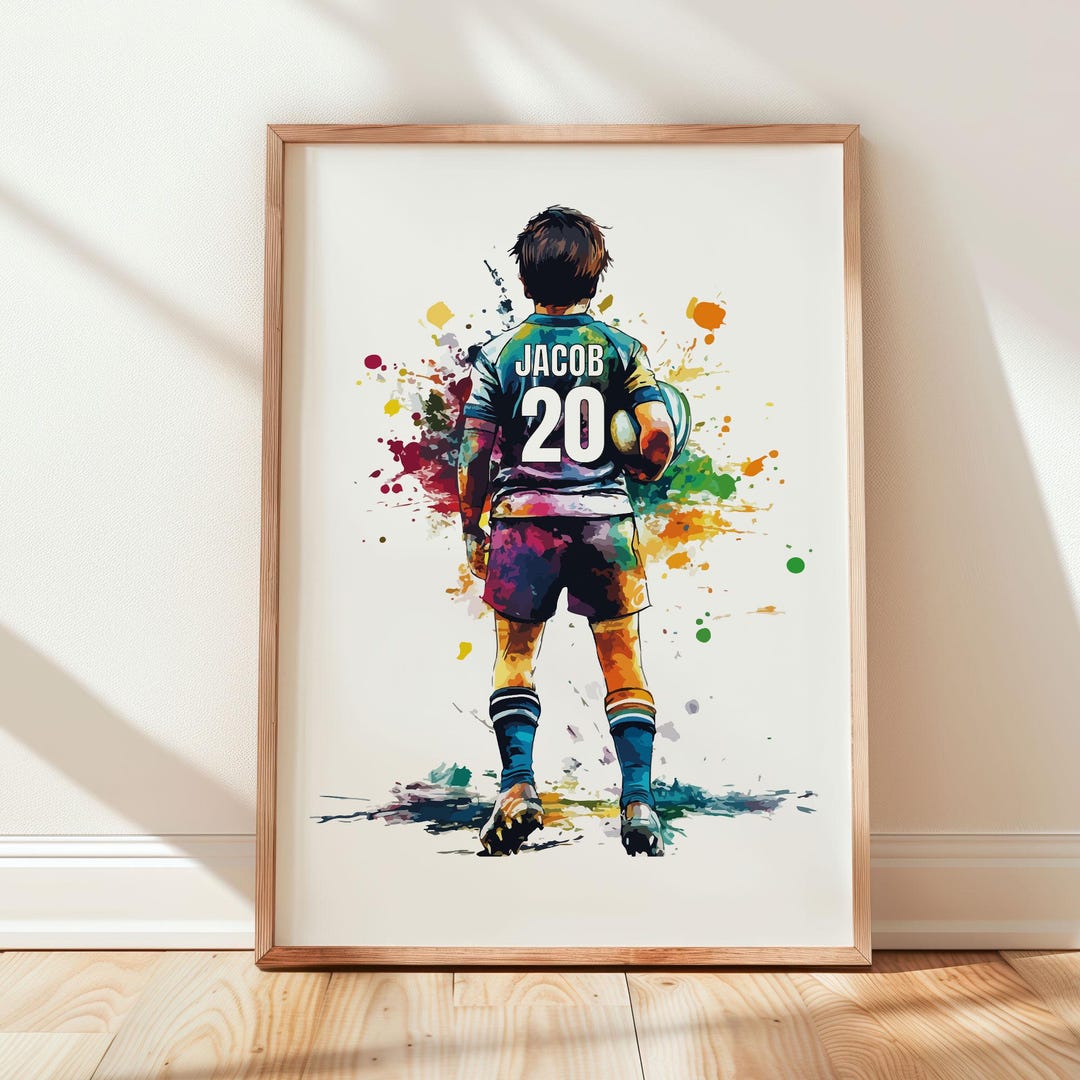 Rugby Print for Boys Bedroom, Personalised Rugby Print, Rugby Wall Art ...