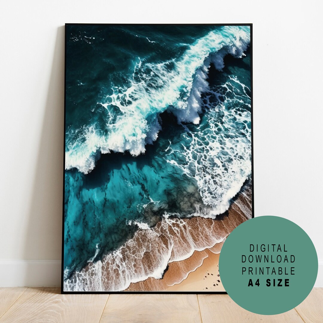 Beach Print Download, Aerial Ocean Print, Modern Coastal Printable ...