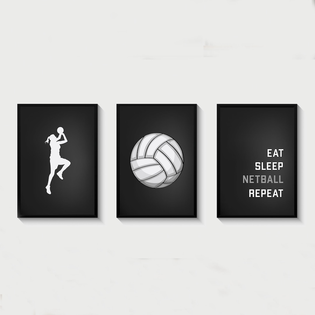 Netball Prints, Netball Poster Set, Gift for Netball Player, Gift for ...