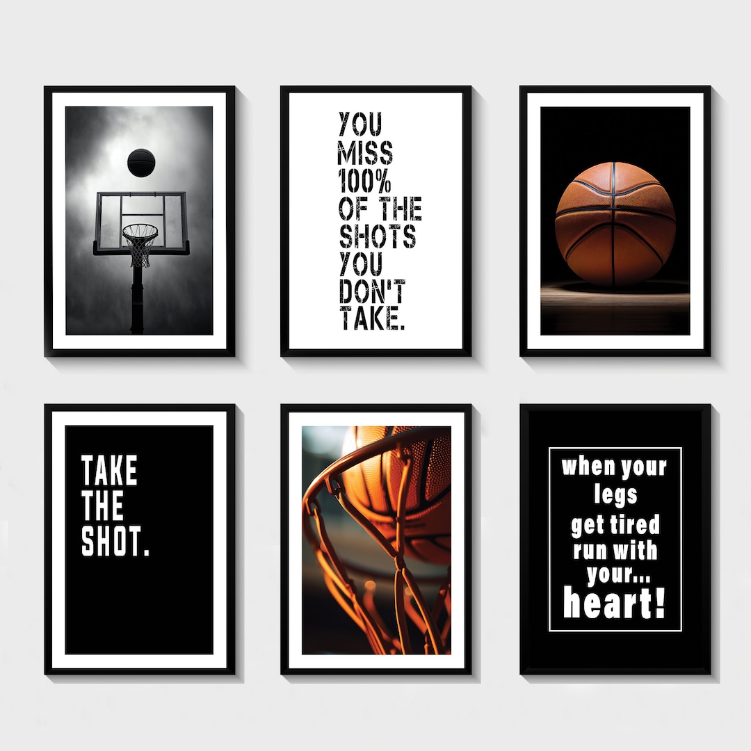 Basketball Print Set of 6 for Boys, Basketball Printable Poster With ...