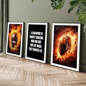 Set of 6 Football Motivational A3 Prints, NFL Football Posters, Boys ...