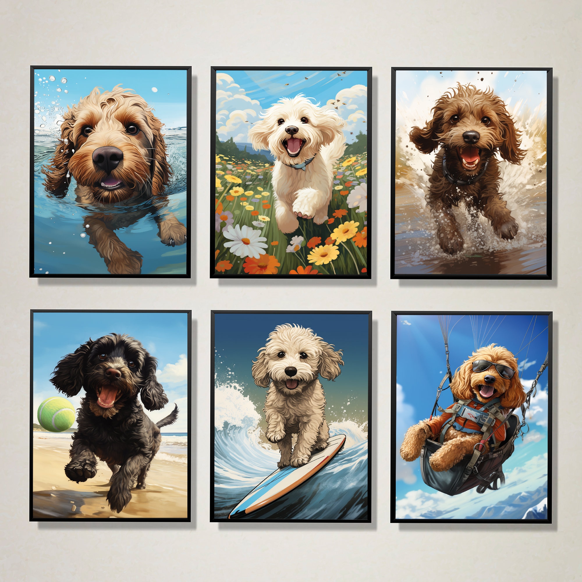 Set of 6 Cockapoo Wall Art Cockapoo Prints Dog Wall Art - Etsy
