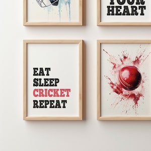 Set of 6 Cricket Prints, Cricket Wall Art, Cricket Decor, Boys Bedroom ...