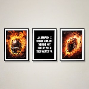 Set of 6 Football Motivational A3 Prints, NFL Football Posters, Boys ...