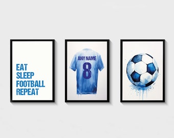 Personalised Football Wall Art Prints Personalised Football Prints Boys Bedroom Decor, Kid ...