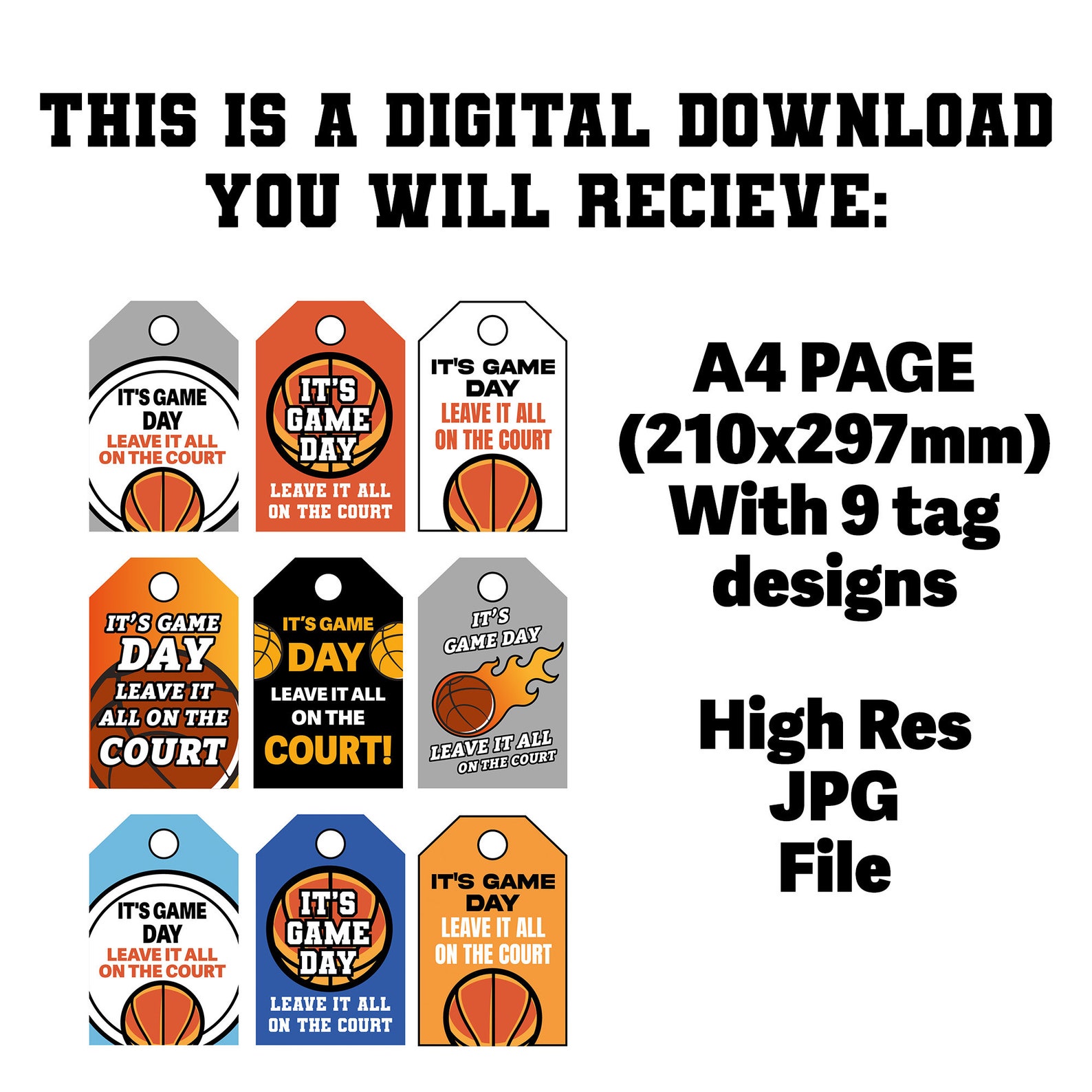 Basketball Game Day Good Luck Tags, Team Tournament Treat Label, Leave ...