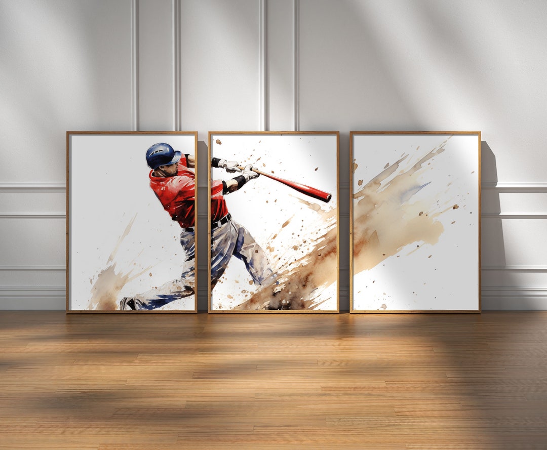Baseball Poster, Baseball Print Set, Baseball Print, Boys Bedroom Decor ...